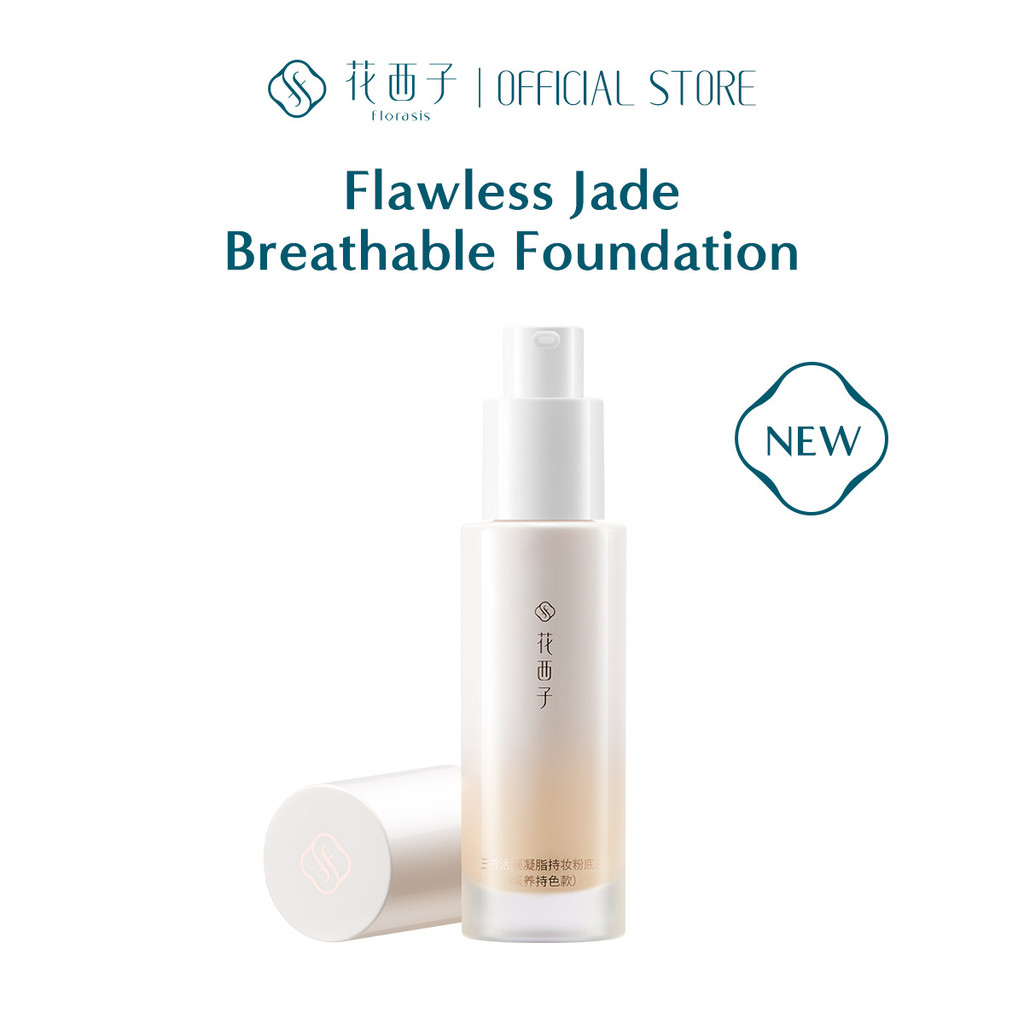 花西子 好气色粉底液 Florasis Flawless Jade Breathable Foundation– Dewy Glow for Dry Skin / Matte Oil ...