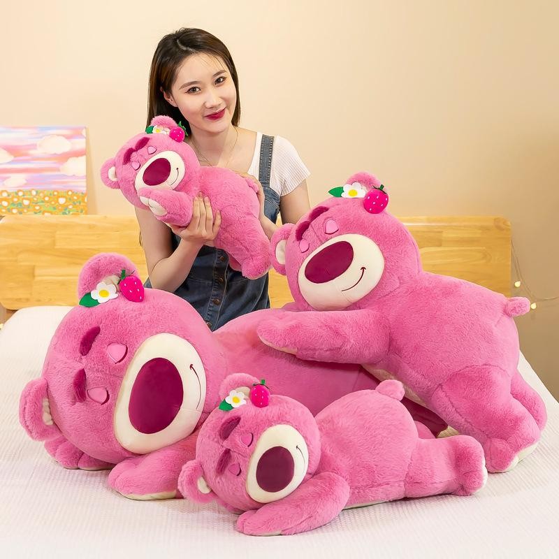 Cute Lotso plush toy Large strawberry bear doll pillow girl sleeping ...