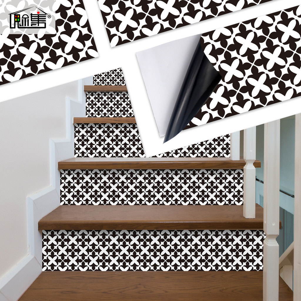 Pelekat Lantai Tangga Vinyl Hitam Kertas Dinding Pelekat Diri Dapur dan ...