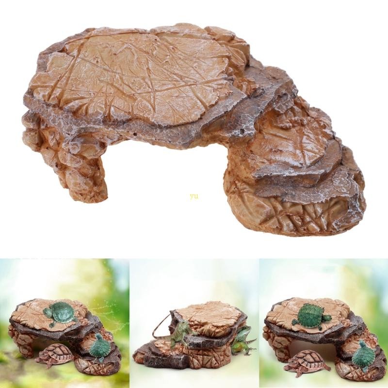 yu Reptile Resin Hides Cave Turtles Rock Hideout House Pet Hiding Spot ...