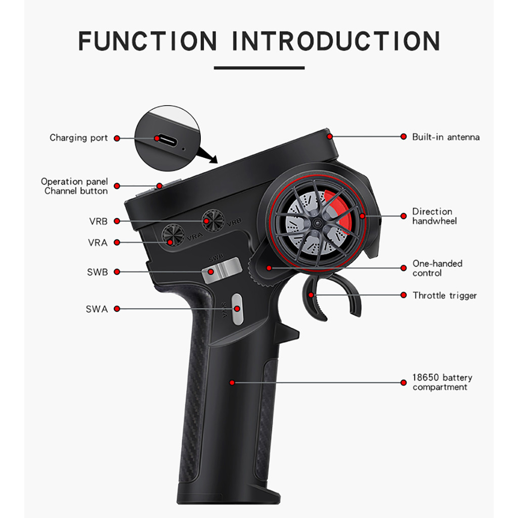 NEW HotRC CT-8B 8CH Radio Transmitter 300M 2.4GHz Digital Transmitter ...