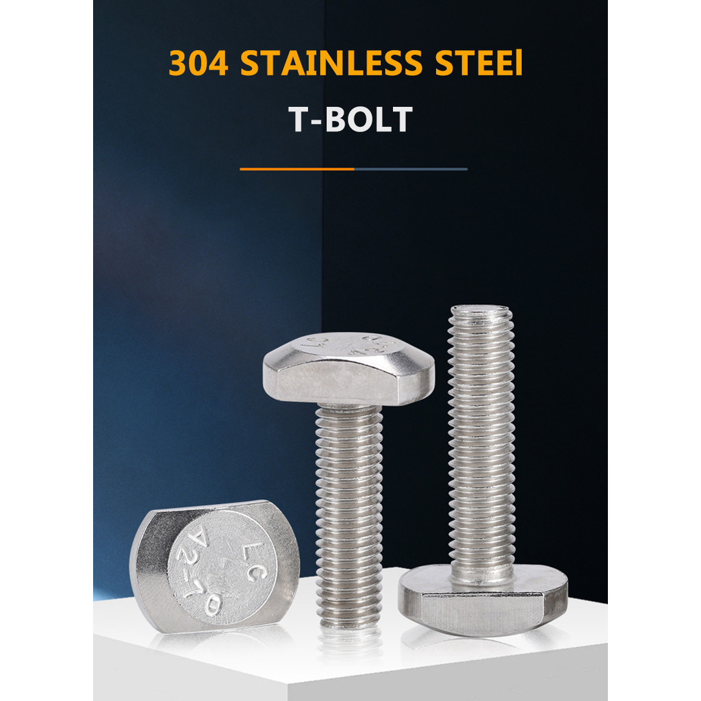 Stainless Steel T-Head Bolts M5 M6 M8 M10 – T-Slot Square Screws T ...
