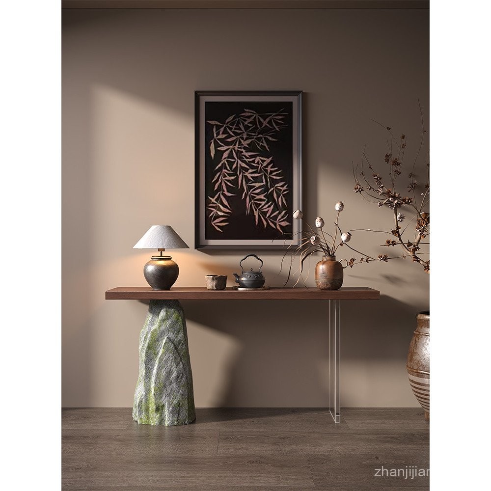 New Chinese Style Solid Wood Entrance Table Back Wall Decoration Table ...