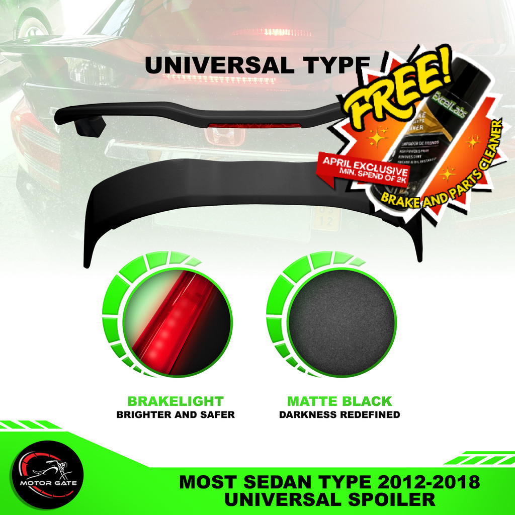 Universal Spoiler ( Matte Black ) for Honda City, Vios, Mirage G4 ...