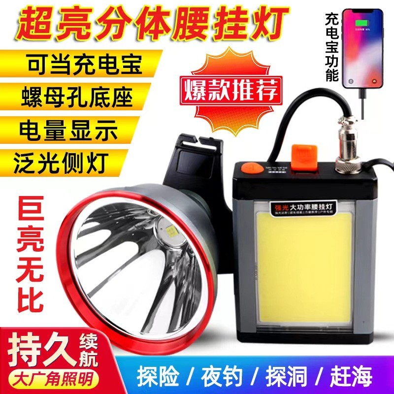 Lampu Depan LED 2024 Kuasa Tinggi Hayat Bateri Panjang Memancing Lampu Perlombongan Khas Cahaya ...
