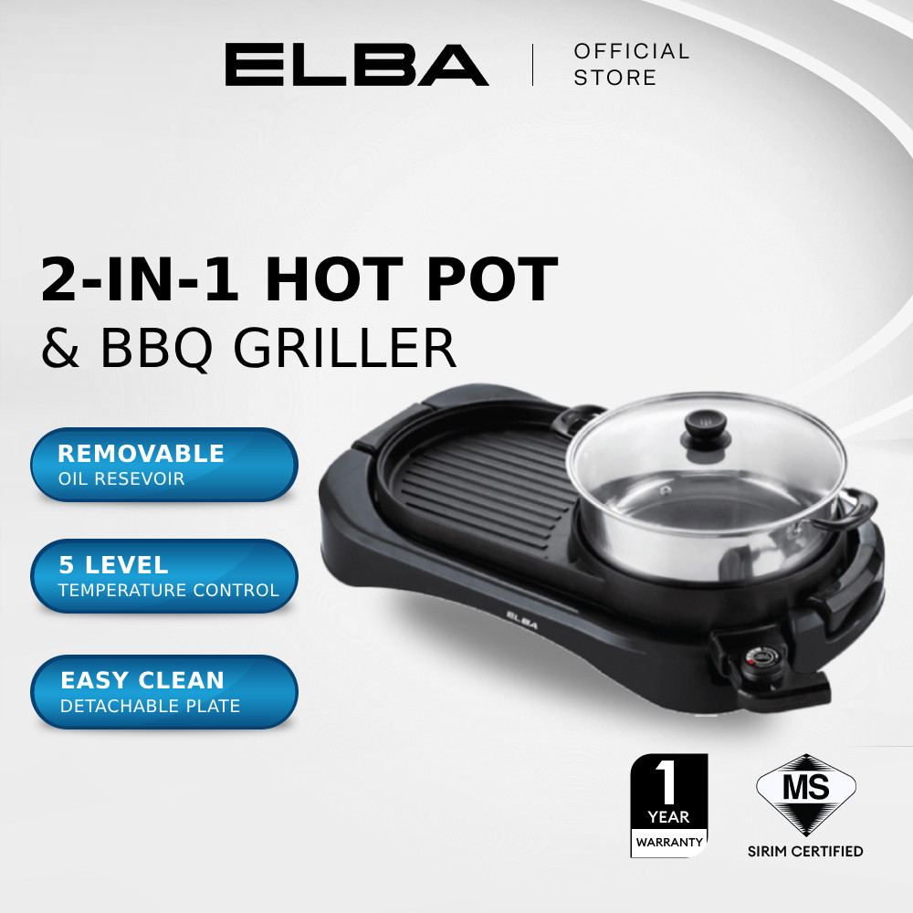 ELBA 2-in-1 Hot Pot and BBQ Griller EGL-K3051(BK) - Grill Plate and ...