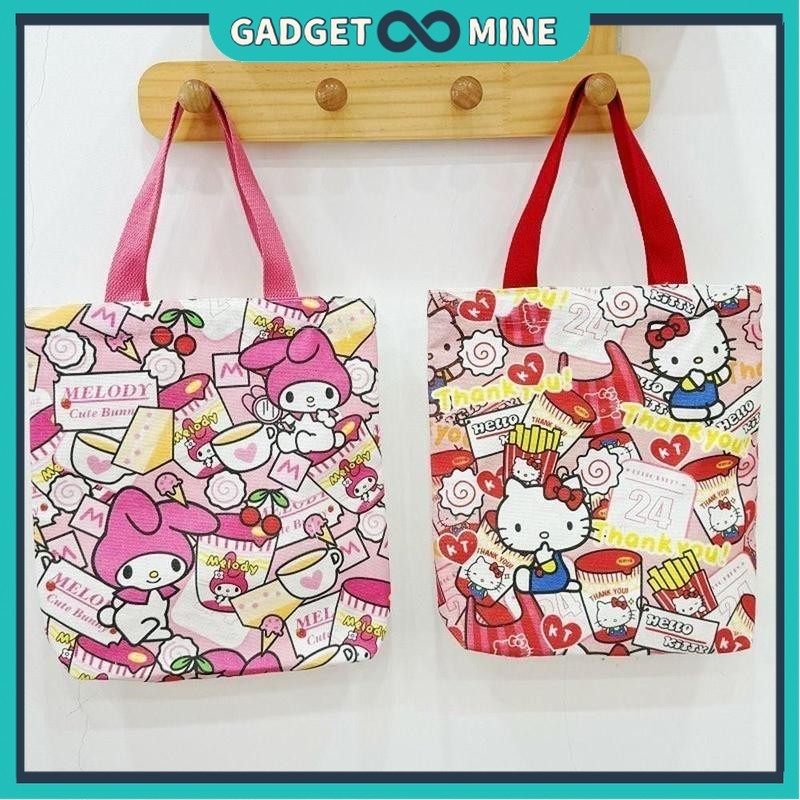 Beg Tote Sanrio, Beg Kanvas Kartun Boleh Guna Semula, Beg Tote ...