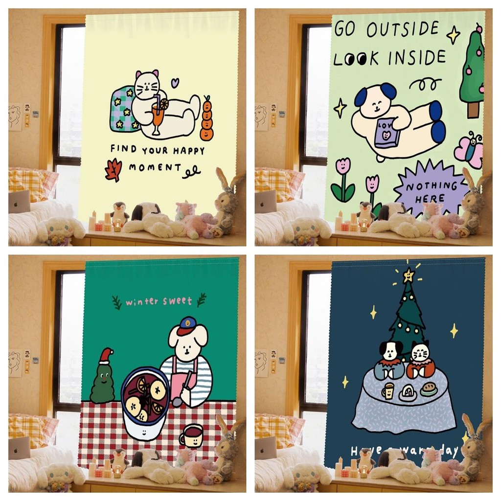 Cartoon Doge Meme Hook & Loop Curtain - Funny Dog No Drill Window Cover | Viral Internet Doge ...