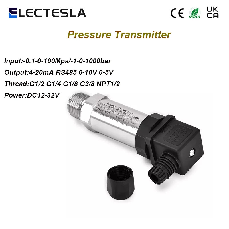 4-20mA 0-10V RS485 Output -1-0-1000bar Input Water Pressure Oil Pressure Transmitter Gas Liquid ...