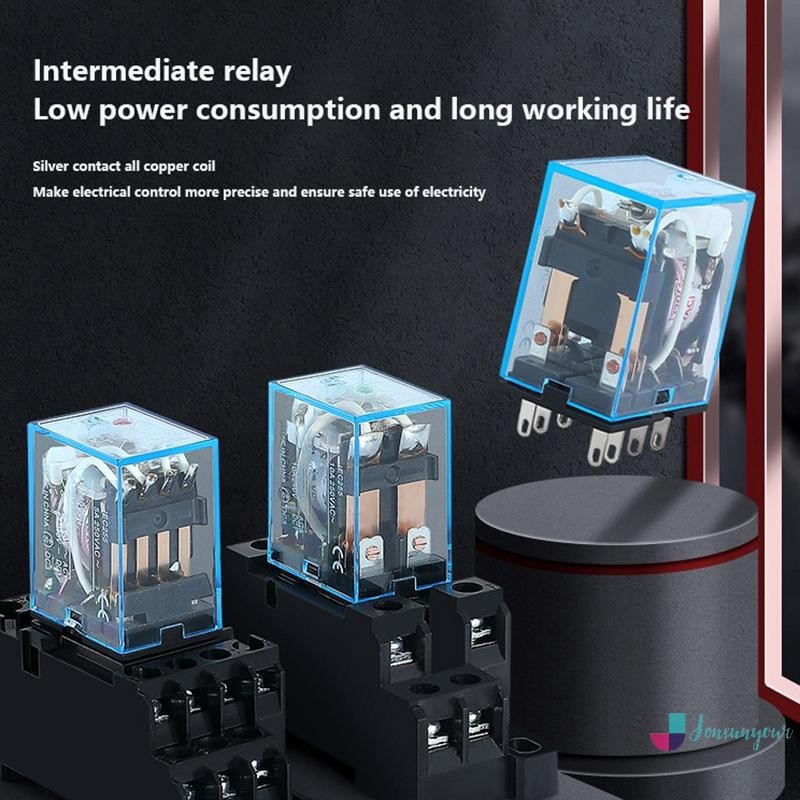 [Jonsunyour] With Base MY2NJ Small Intermediate Relay 220v AC 24v12v DC HH52P 53P 54P With Light ...