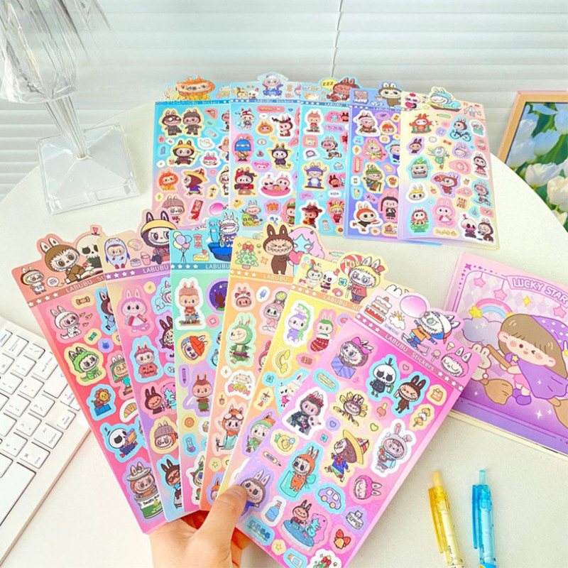 Cartoon Labubu Monster Stickers Cute Anime Labubu Graffiti Paper Decals ...