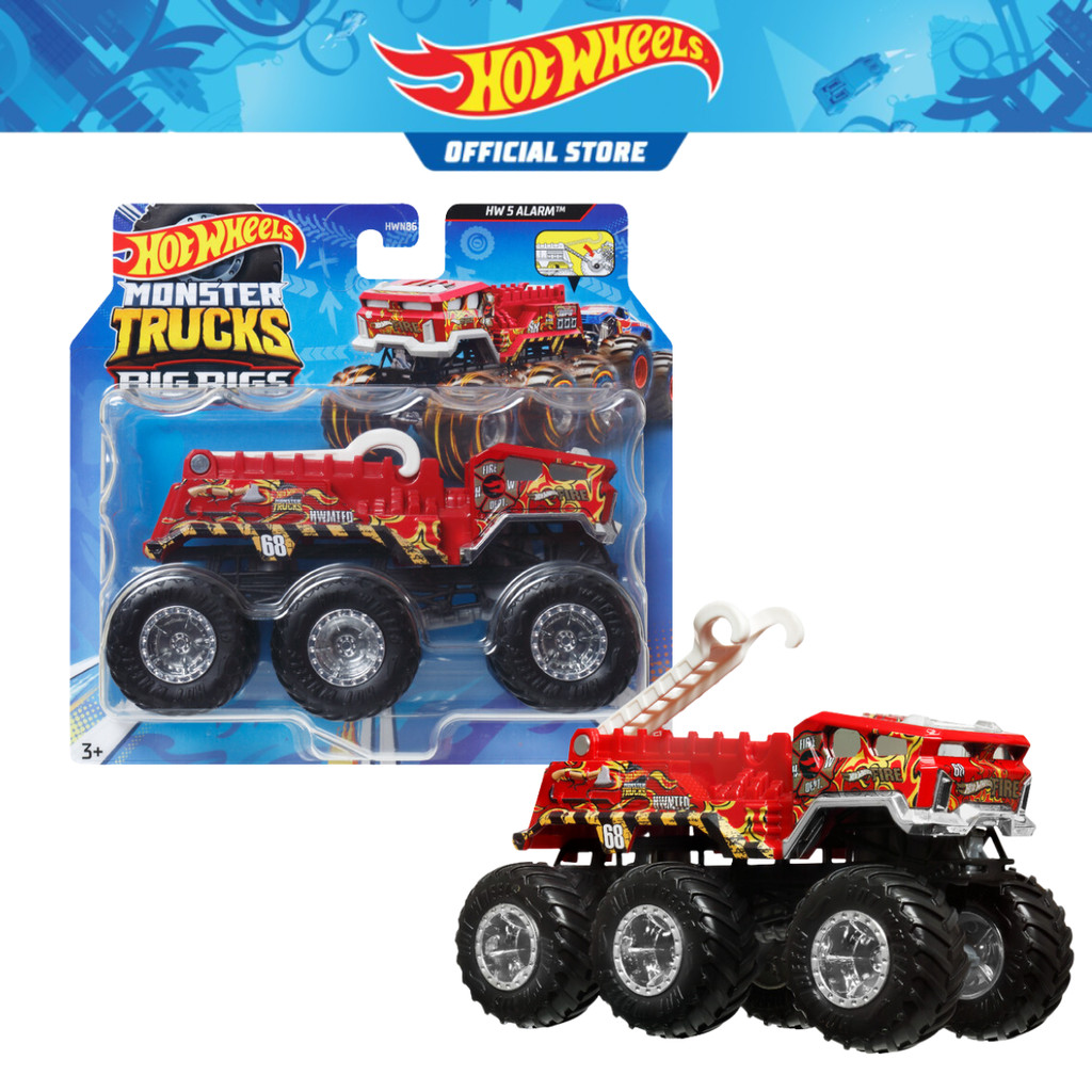 Hot Wheels Monster Trucks Big Rigs, 1:64 Scale Die-Cast Toy Truck With 6 Wheels (956D) 5 Alarm ...
