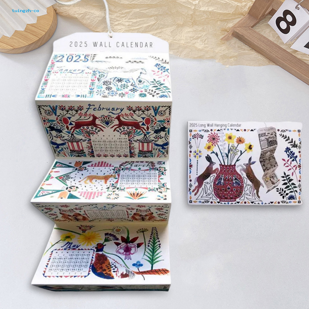tuingzh Foldable Accordion Calendar Whimsical Nature Scenes Calendar ...
