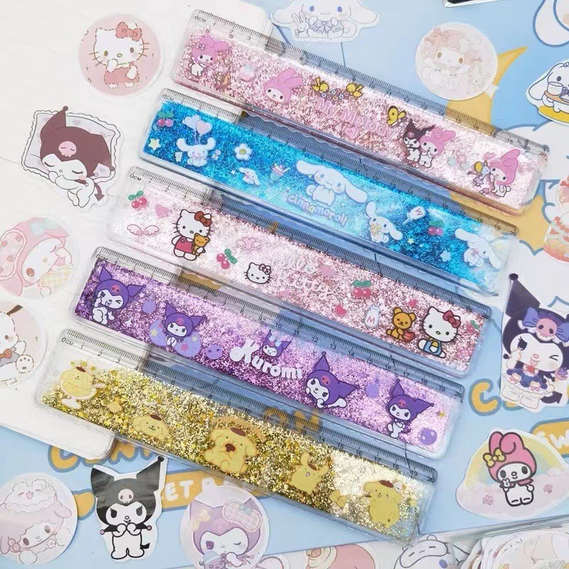 Kuromi Glitter Ruler Student Folding Ruler Multi-Function Ruler丽鸥尺子库洛米 ...
