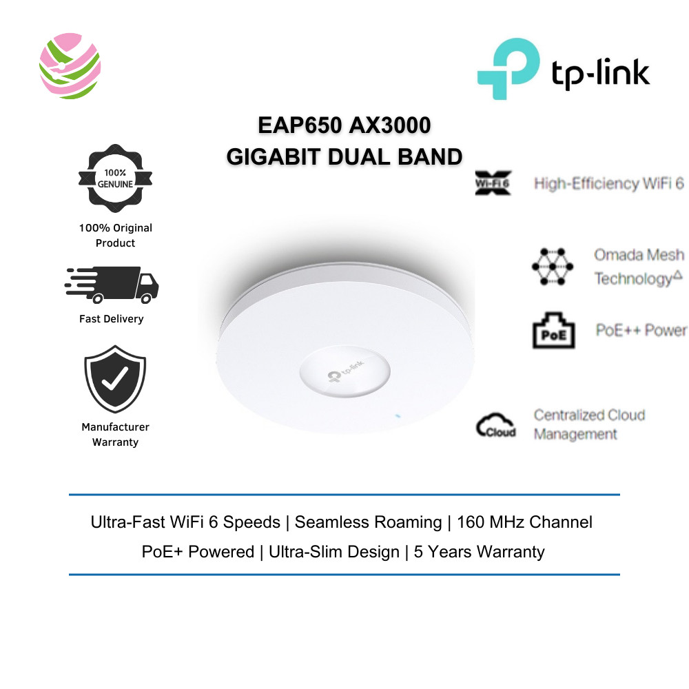 TP-Link Omada EAP650 AX3000 Gigabit Dual Band Ceiling Mount Wifi 6 ...