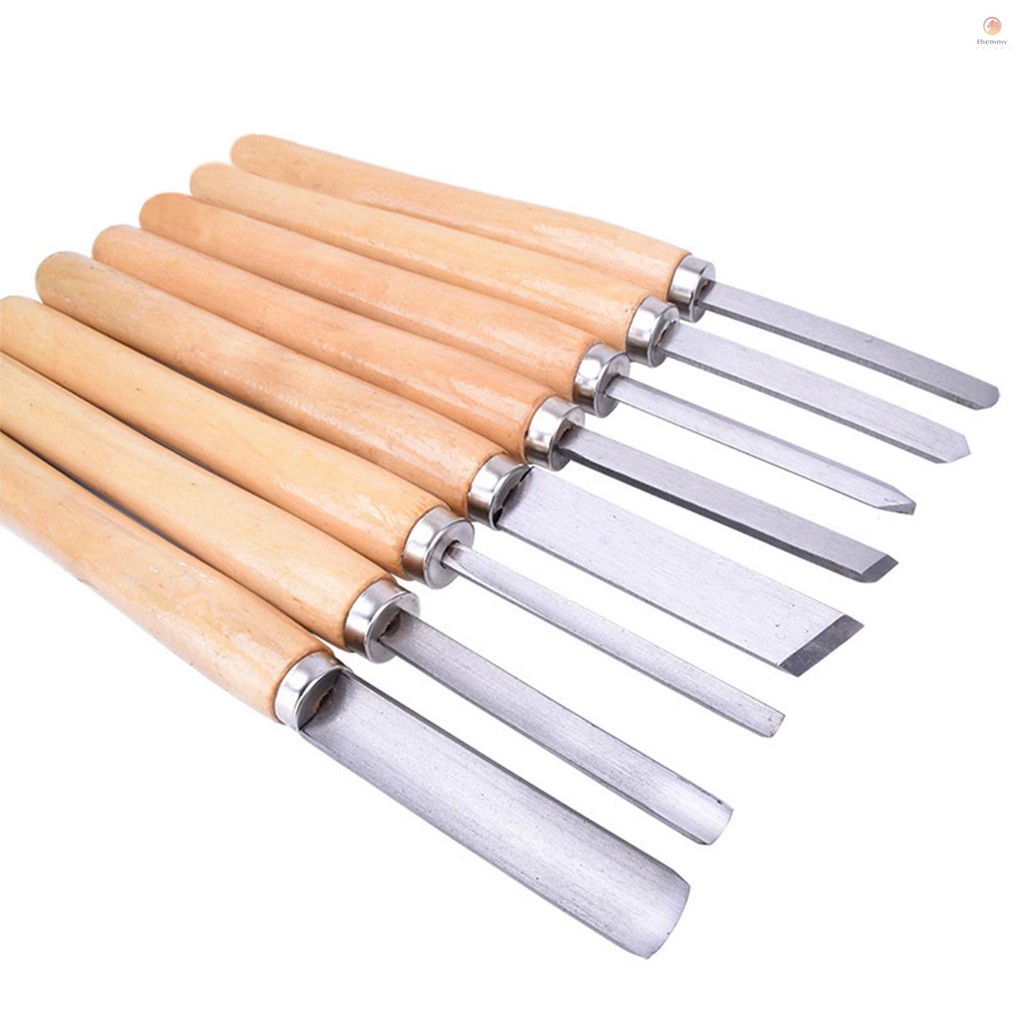 8Pcs Wood Lathe Chisel Set Turning Tools Woodworking Gouge Skew Parting ...