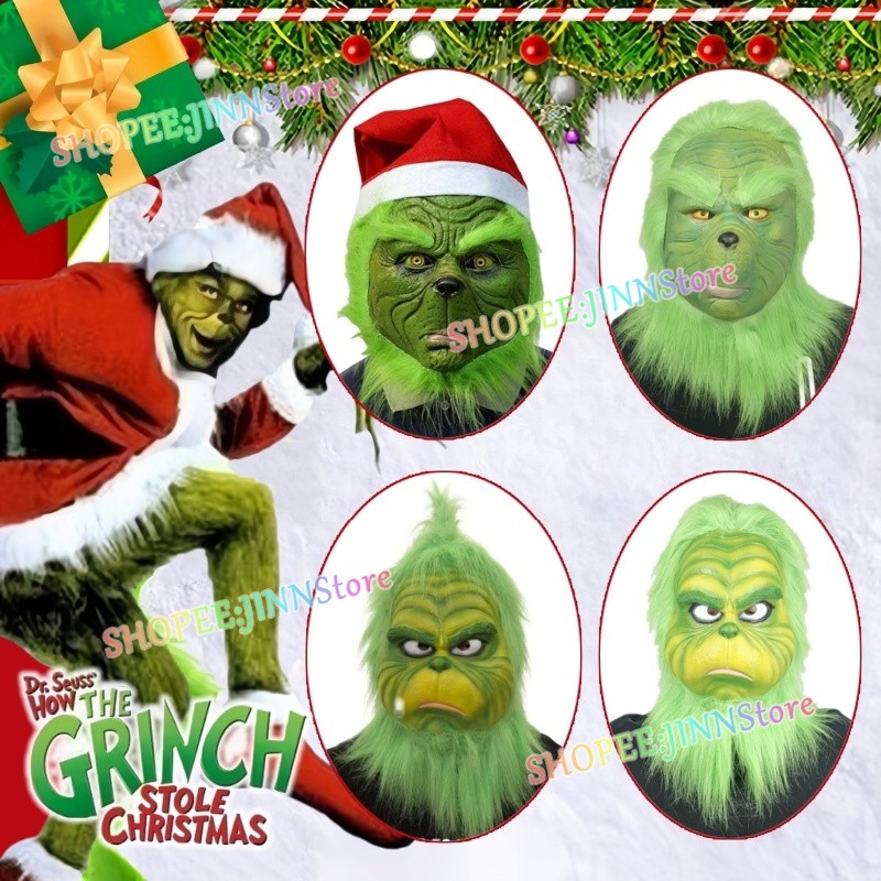 - JINN - - JINN - 4 Style Grinch Cosplay Mask Christmas Horror Green ...