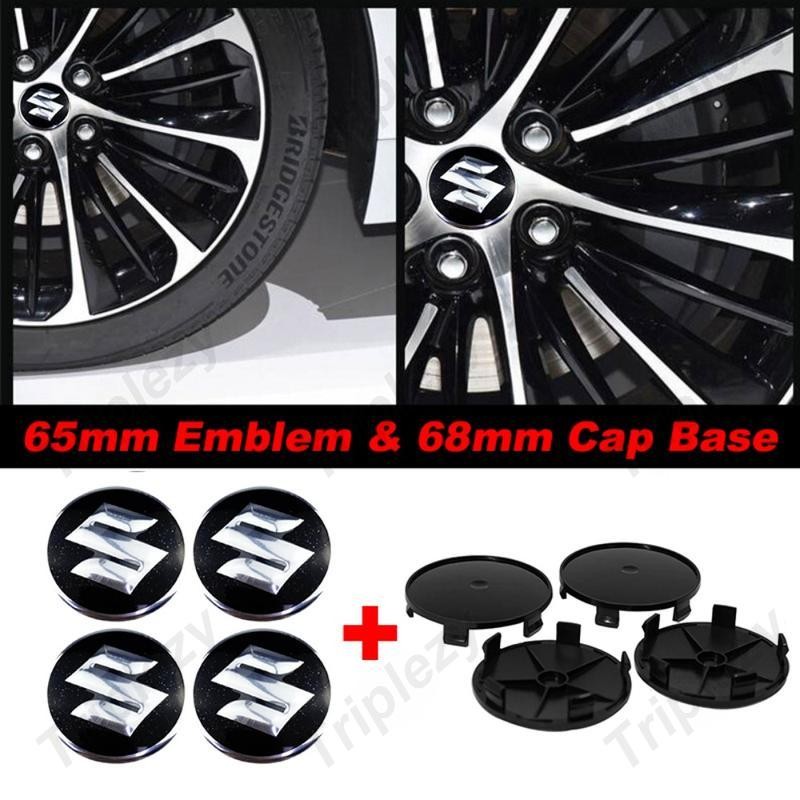 4 Pieces 68mm Car Rim Wheel Mags Center Hub Cap with 65mm Black Silver ...