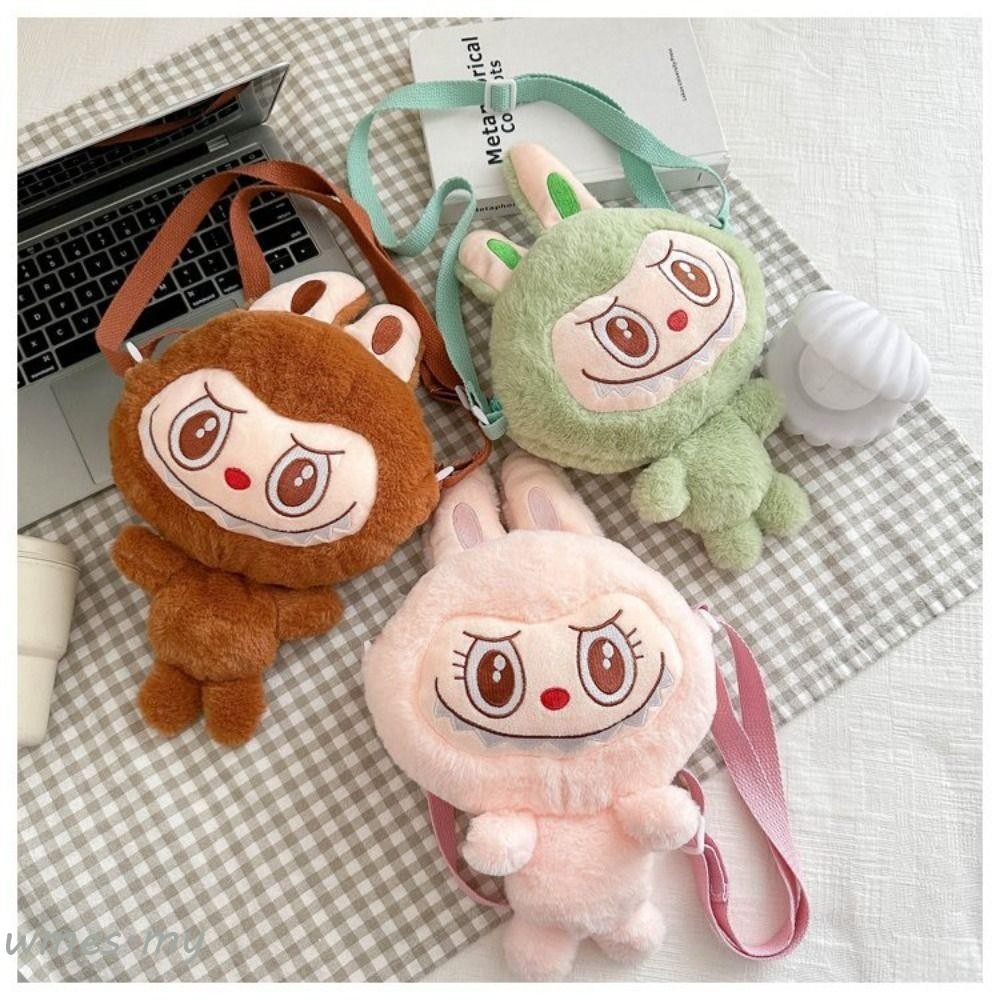 WMES1 Cartoon Labubu Plush Bag, Tote Bag Shoulder Bags Labubu Coin ...