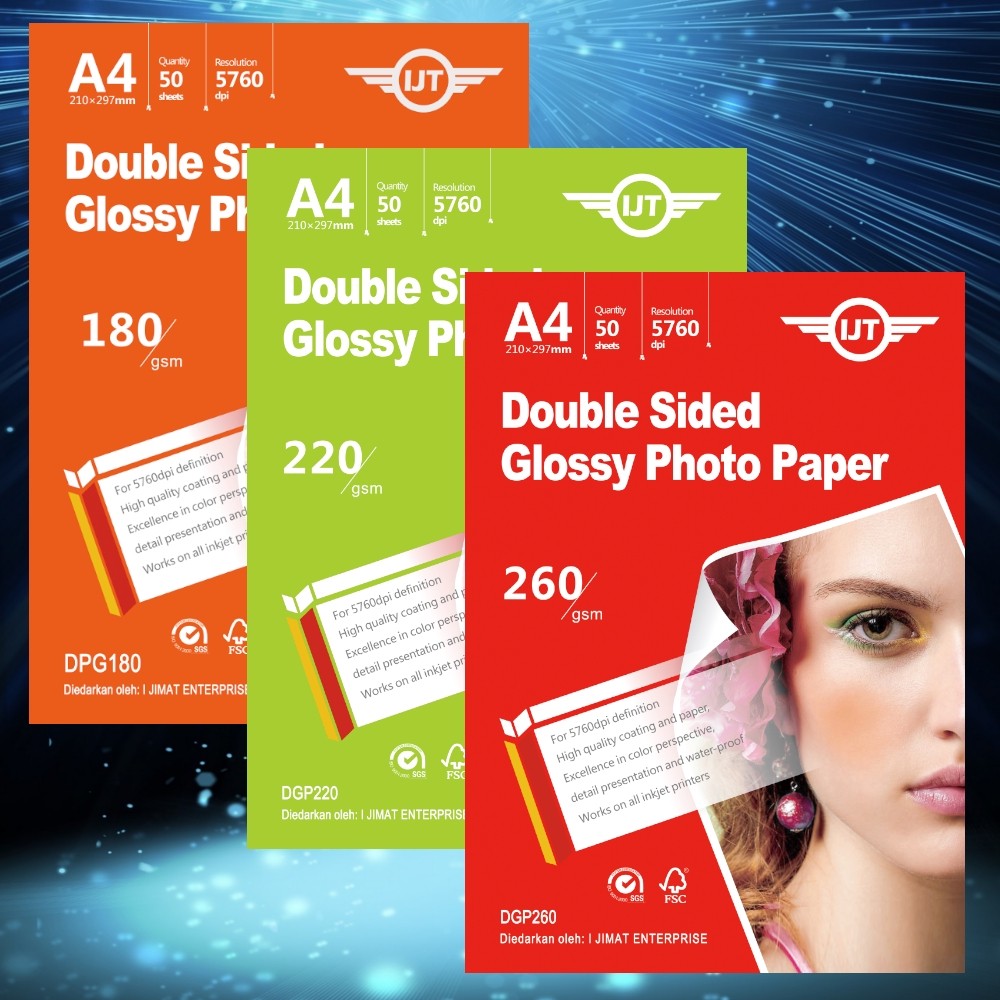 IJT DGP180 / DGP220 / DGP260 (DOUBLE SIDED) Glossy Photo Paper A4 Size 180g 180gsm / 220g 220gsm ...
