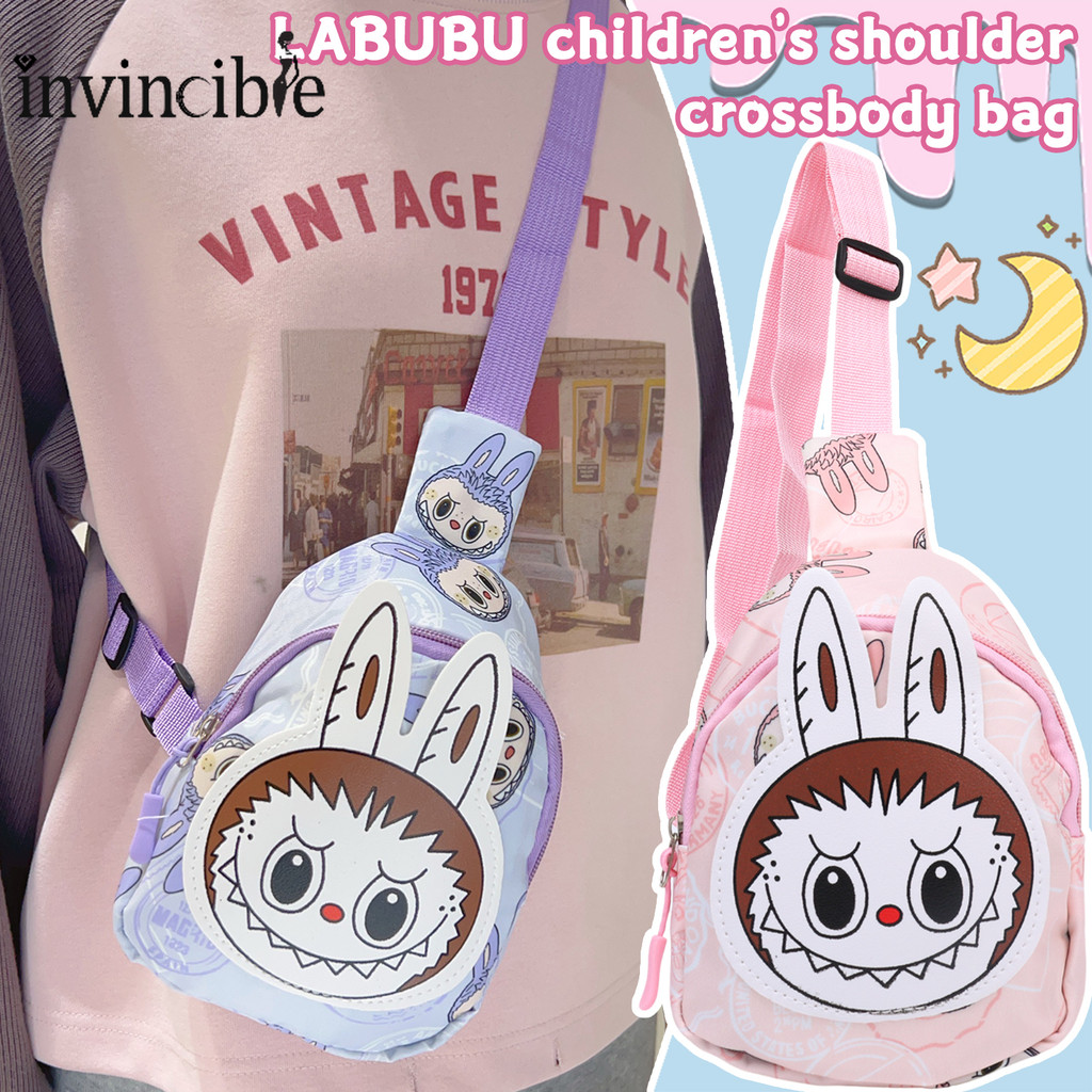 Cartoon Monster Labubu Children's Casual Shoulder Bag - Durable Nylon ...