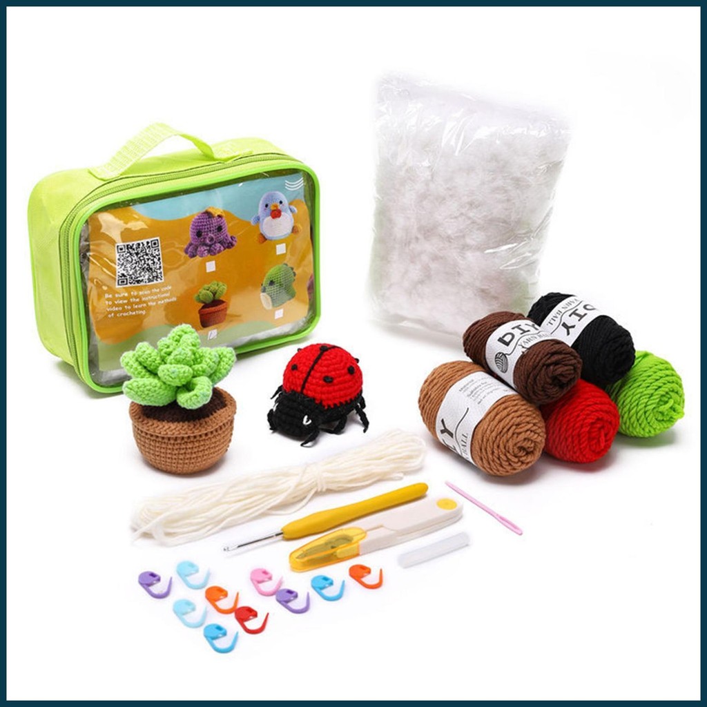 Crochet Kit Crochet Kit Beginner Succulents and Ladybug Handmade ...
