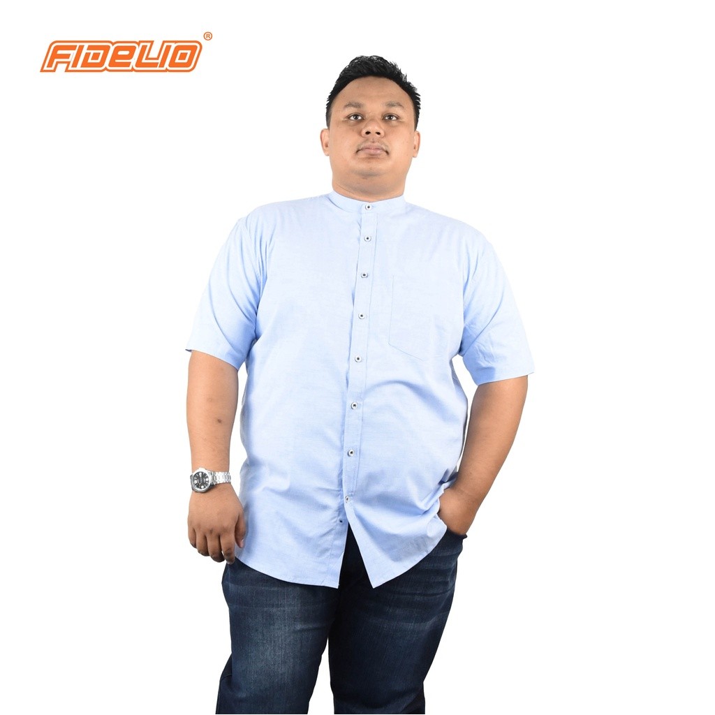 FIDELIO PLUS Signature Mandarin Collar Shirts - BLUE(A) | Shopee Malaysia