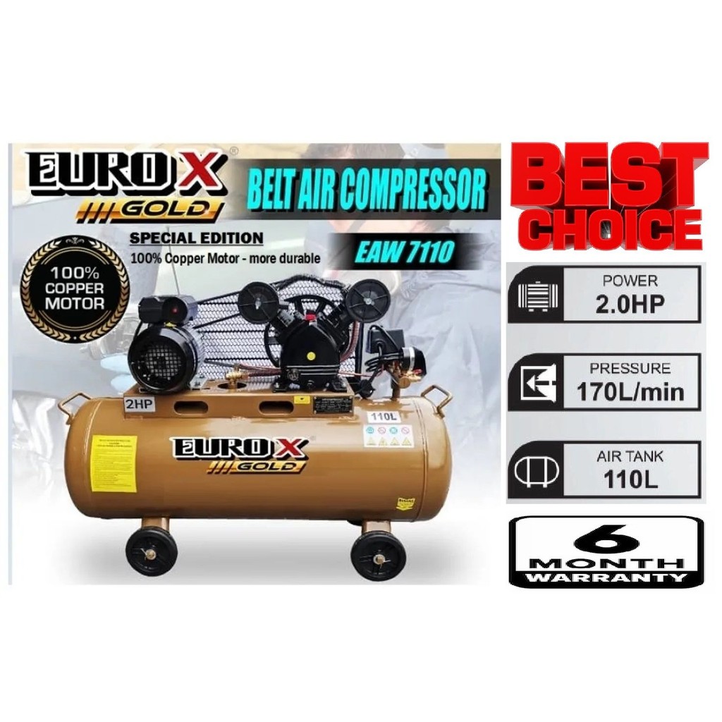 Euro-X Gold EAW-7110G (2.0Hp) 110L Reciprocating Air Compressor | Shopee Malaysia