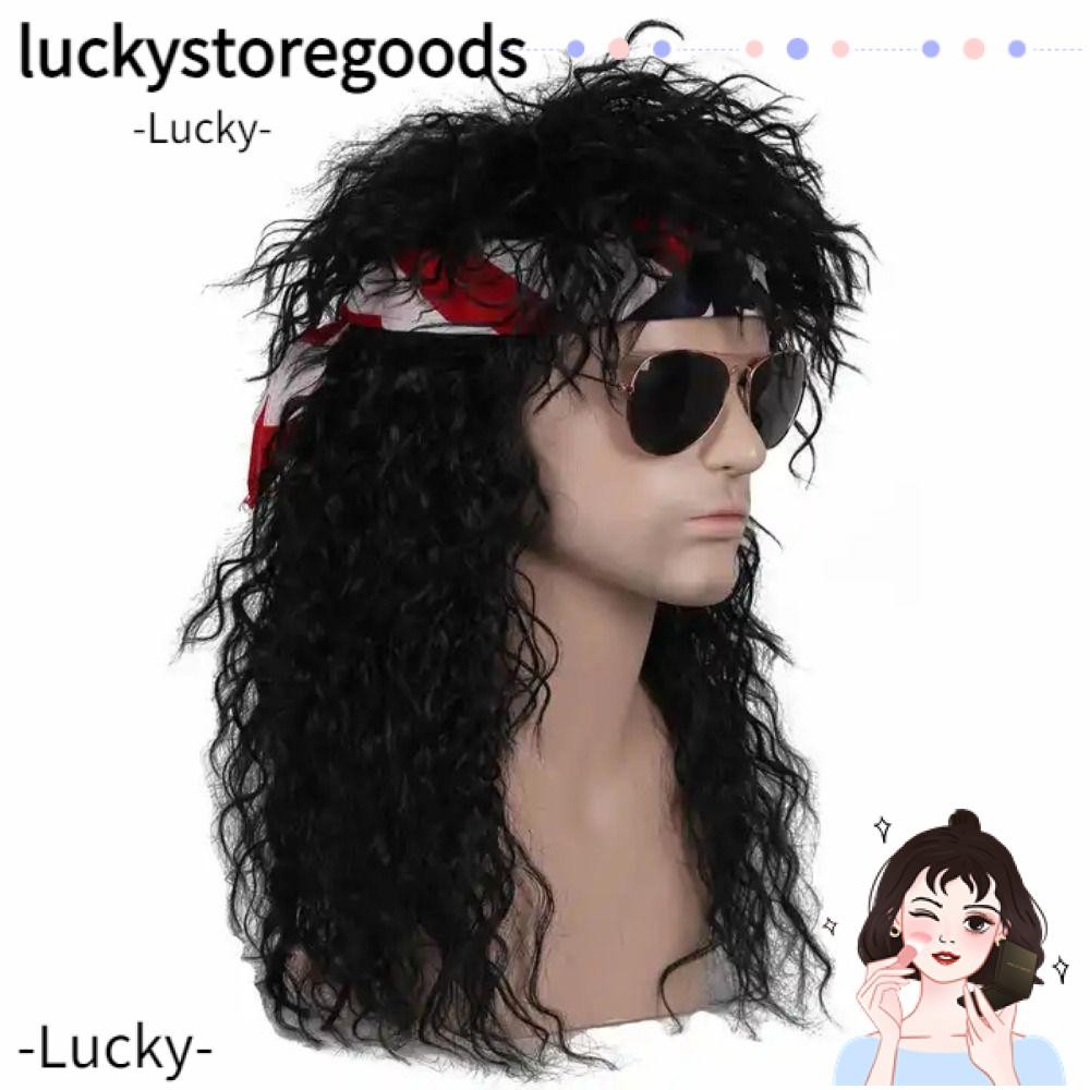 LUCKY Halloween Party Cosplay Wig, Fluffy Punk 70s 80s Rockstar Wig ...