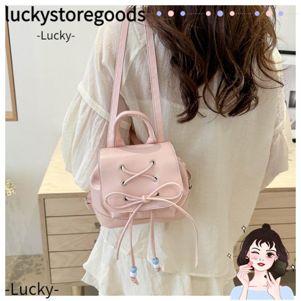 LUCKY Women Backpack, Drawstring PU Leather School Backpack, Fashion ...