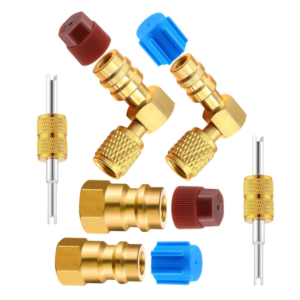 无 90° Port Adapter Quick Coupler R134a Conversion Kit R12 Pressure With ...