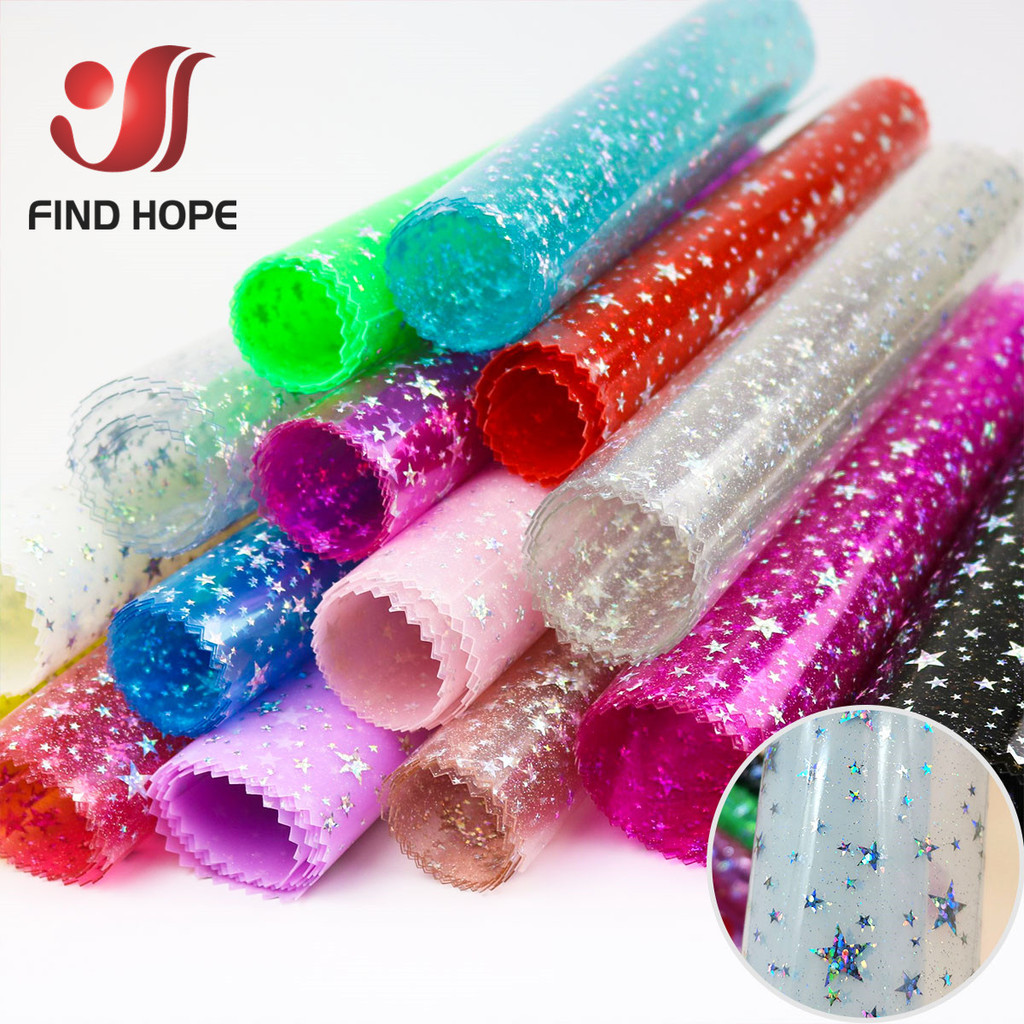 20x120cm Holographic Sparkle PVC Vinyl Sparkle Star Fabric Shiny Clear ...