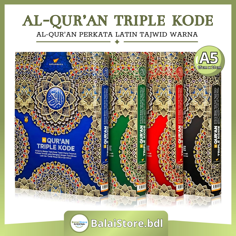 Medium Al Quran Triple Code A5 HC Translation Transliteration Tajwid ...