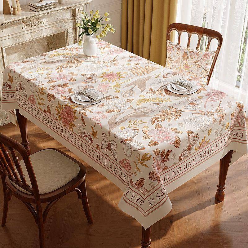 PVC Waterproof Oilproof Table Cloth Nordic Floral Flowers Tablecloth ...