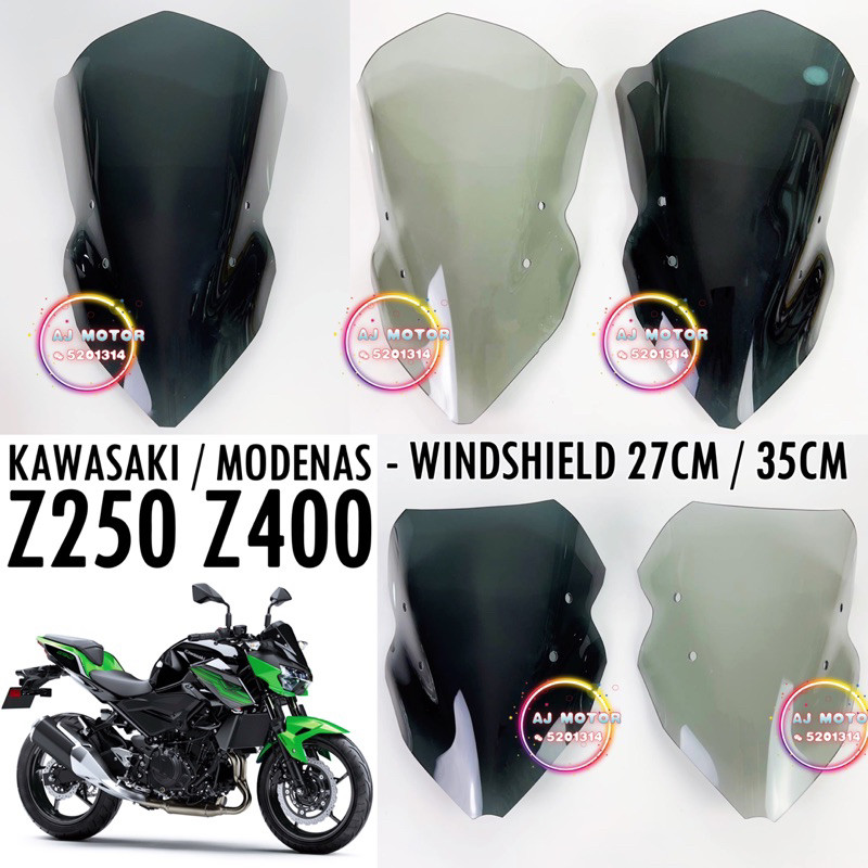 KAWASAKI x MODENAS Z250 Z400 ABS 2019 - 2025 WINDSHIELD 27CM / 35CM ...