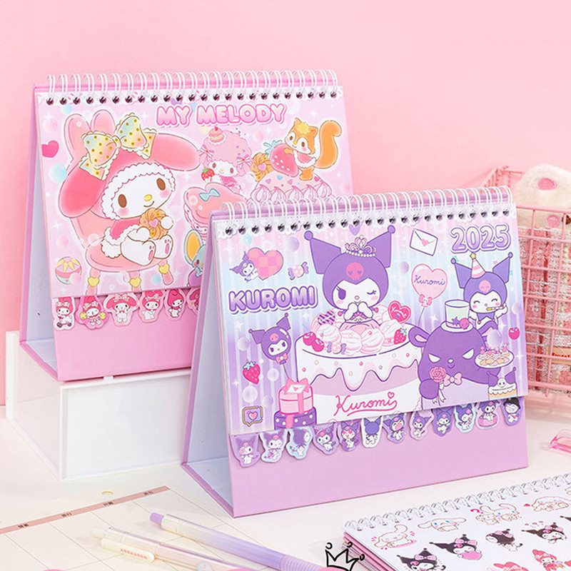 [ndr] Sanrio 2025 Cute Cartoon Monthly Desk Calendar Standing Flip Coil ...