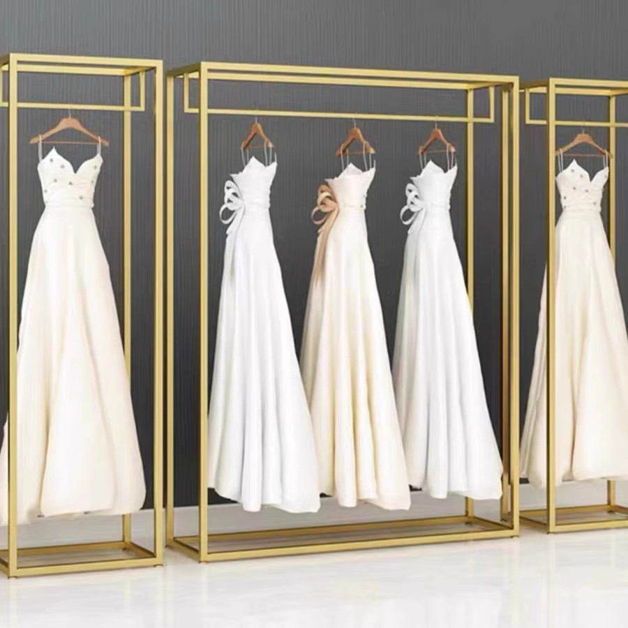 Wedding Dress Rack Clothing Store Display Rack Gold Dress Shelf Display ...