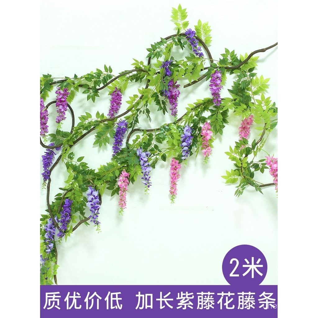Tali Bunga Wisteria Buatan Bunga Kacang Hiasan Tanaman Anggur Violet ...