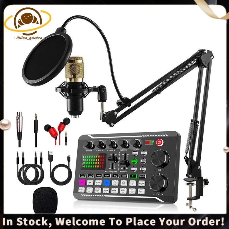 F998 Sound Card and BM800 Microphone Kit Mic Sound Mixer Sound Card ...