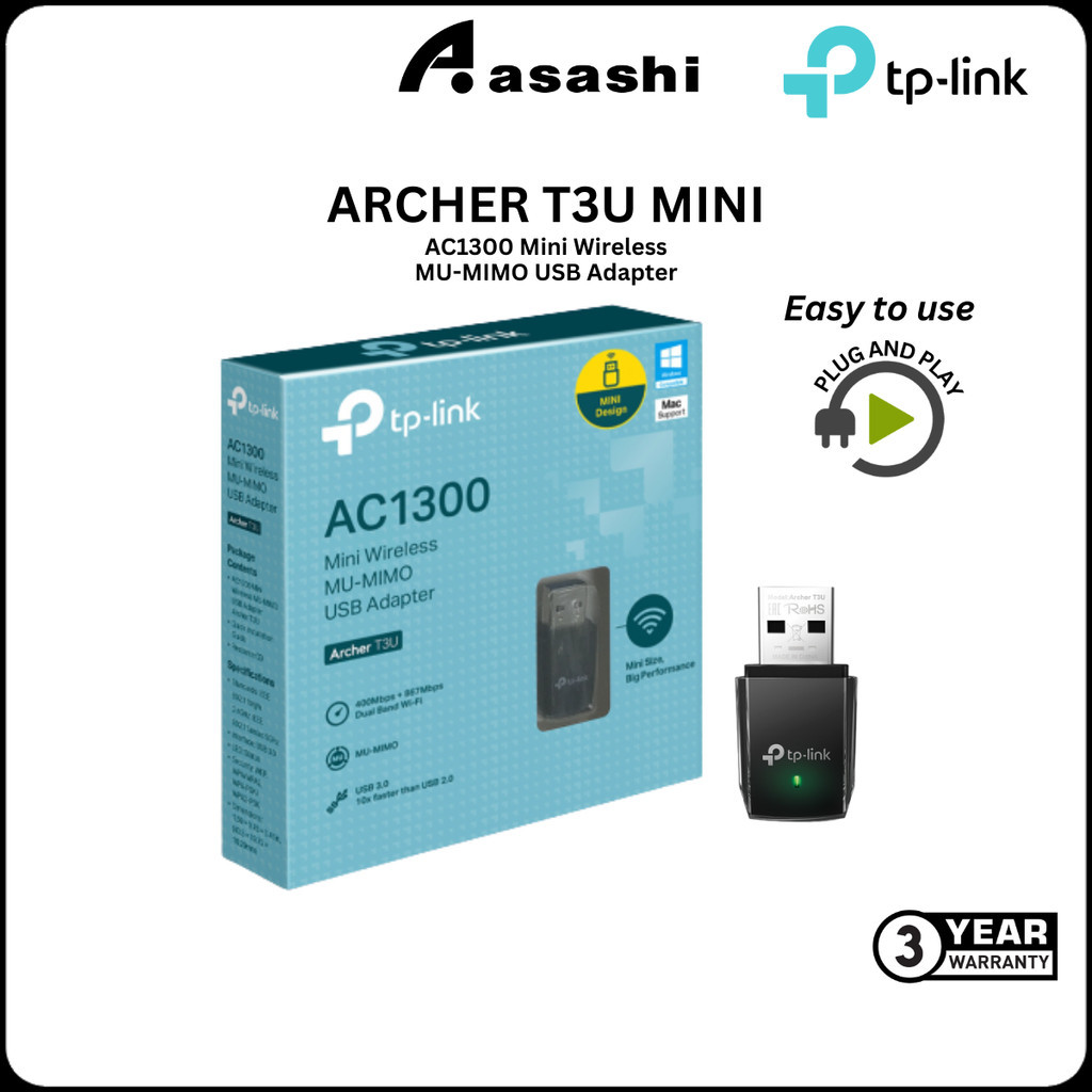 TP-Link Archer T3U AC1300 Mini Wireless MU-MIMO USB Adapter For PC ...