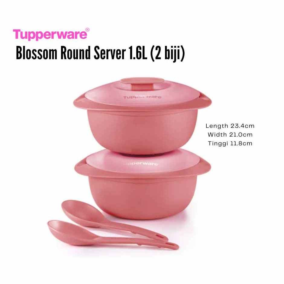 Tupperware Round Server with Serving Spoon and Lid Bekas Hidang Lauk ...