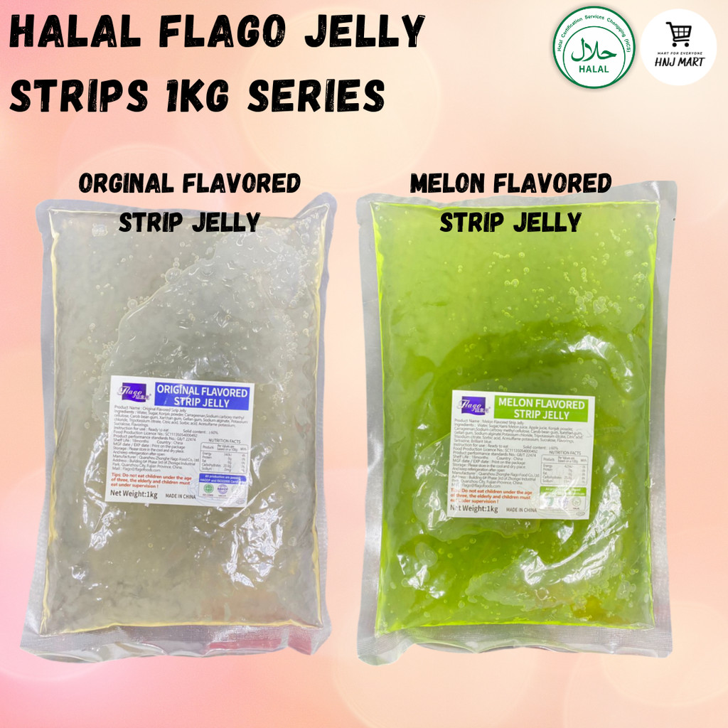 Halal Flago Strip Jelly 1KG Series Original Melon Flavored Konjac Agar ...