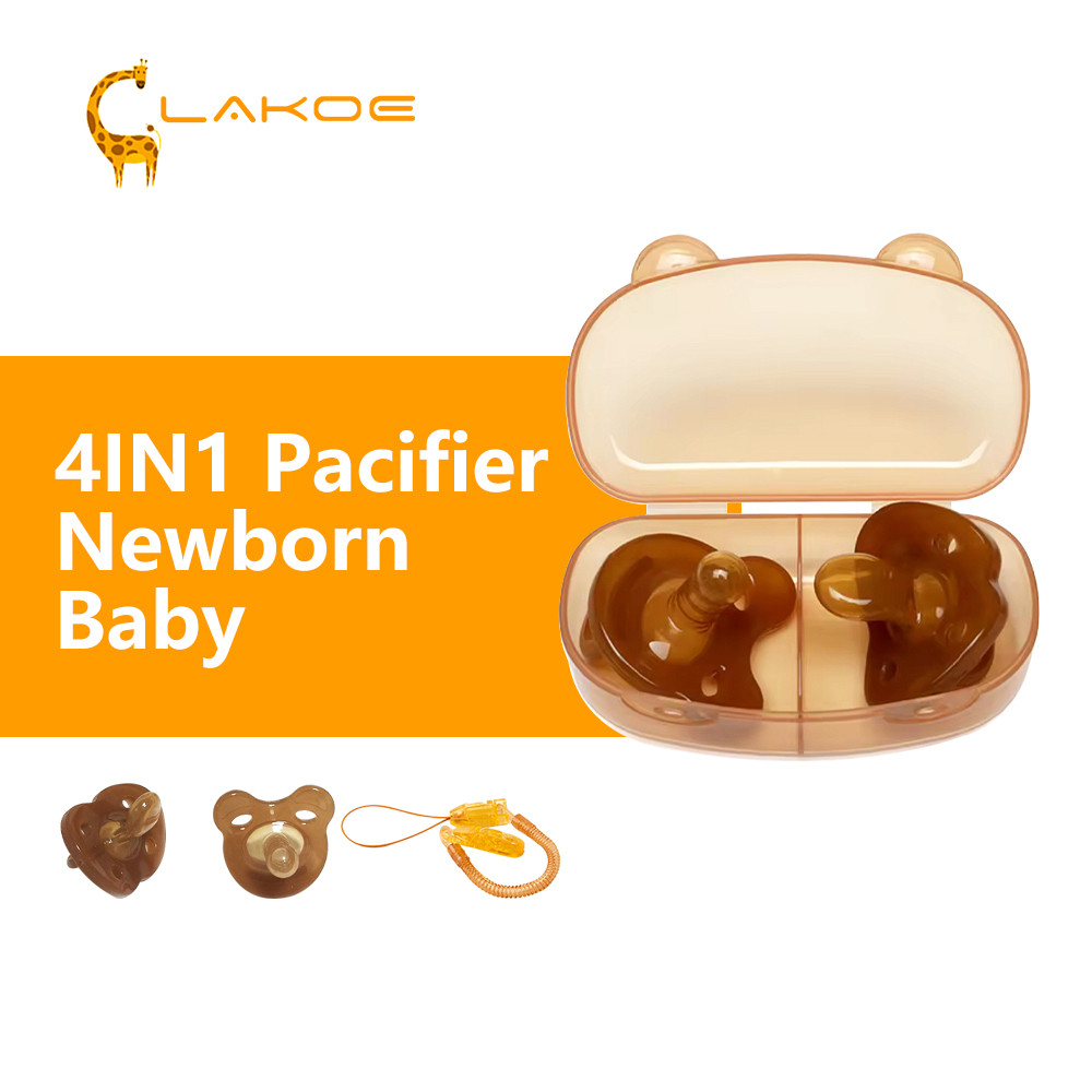 Lakoe 4in1 Flat&Round Pacifier Silicone Baby Soothie Pacifier With ...