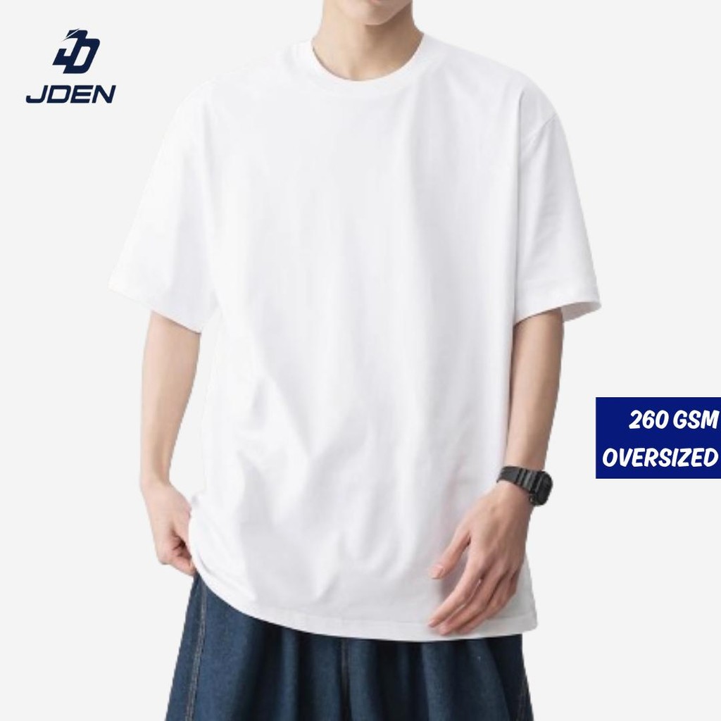 JDEN Oversized T-shirt 260gsm (Unisex) - 100% Cotton Tshirt Lelaki Perempuan 40-120KG Plus Size ...