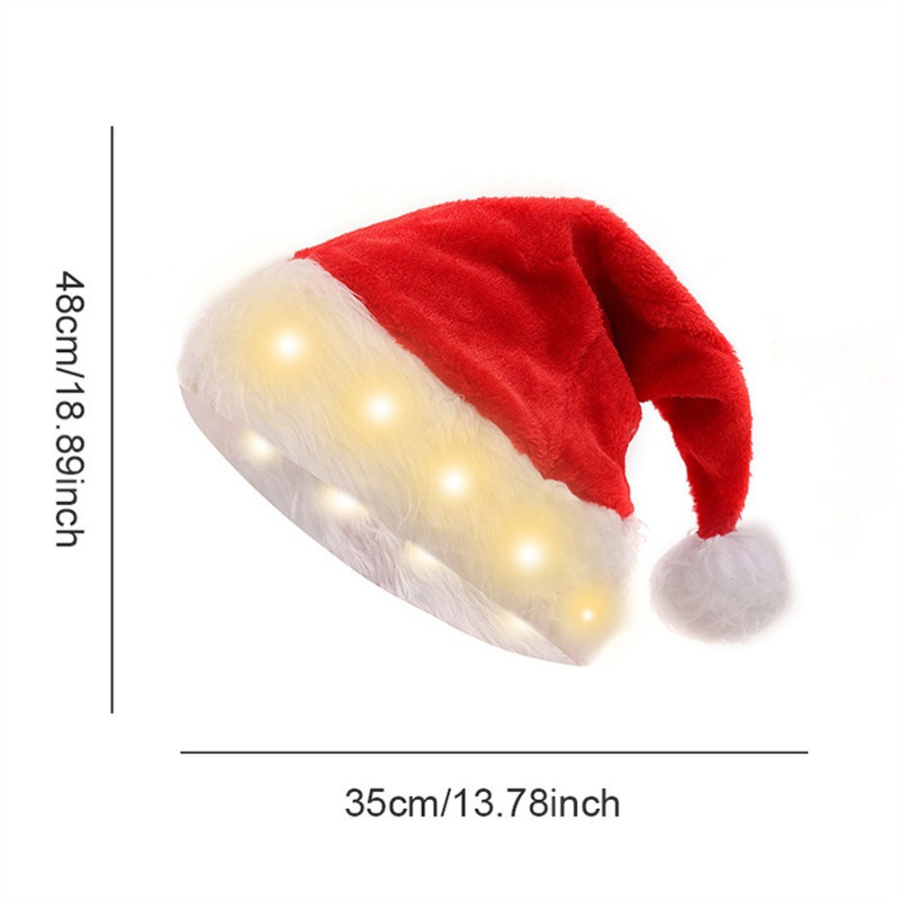Funny LED Light Up Christmas Hat Plush Santa Hats with Bright Lights ...