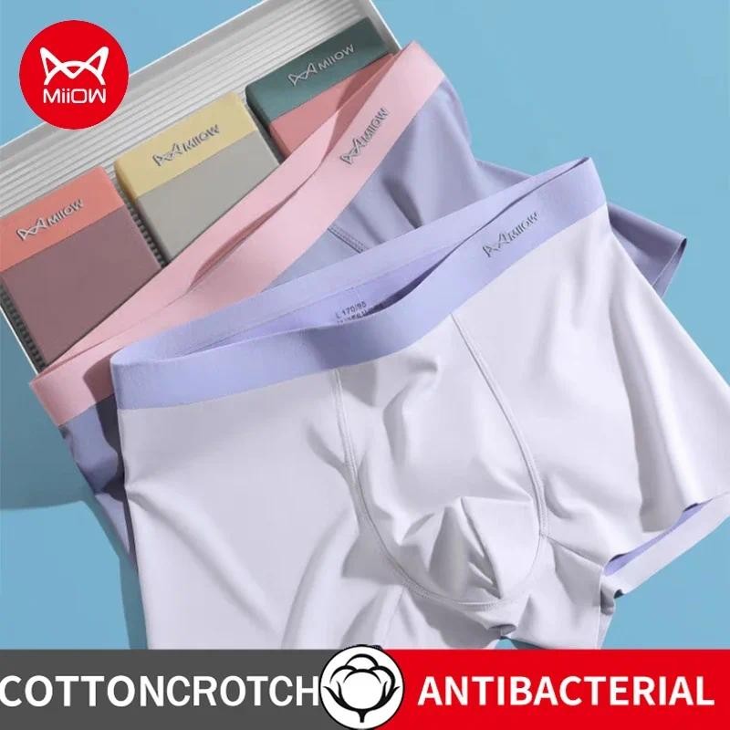MiiOW Comfortable Winter Men Underwear Boxers 7A Cotton Antibacterial Crotch Men's Panties Dry ...