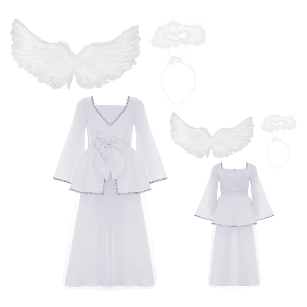 YOOJIA 3Pcs Girls Angel Cosplay Costume Set Square Neck 3/4 Sleeve ...