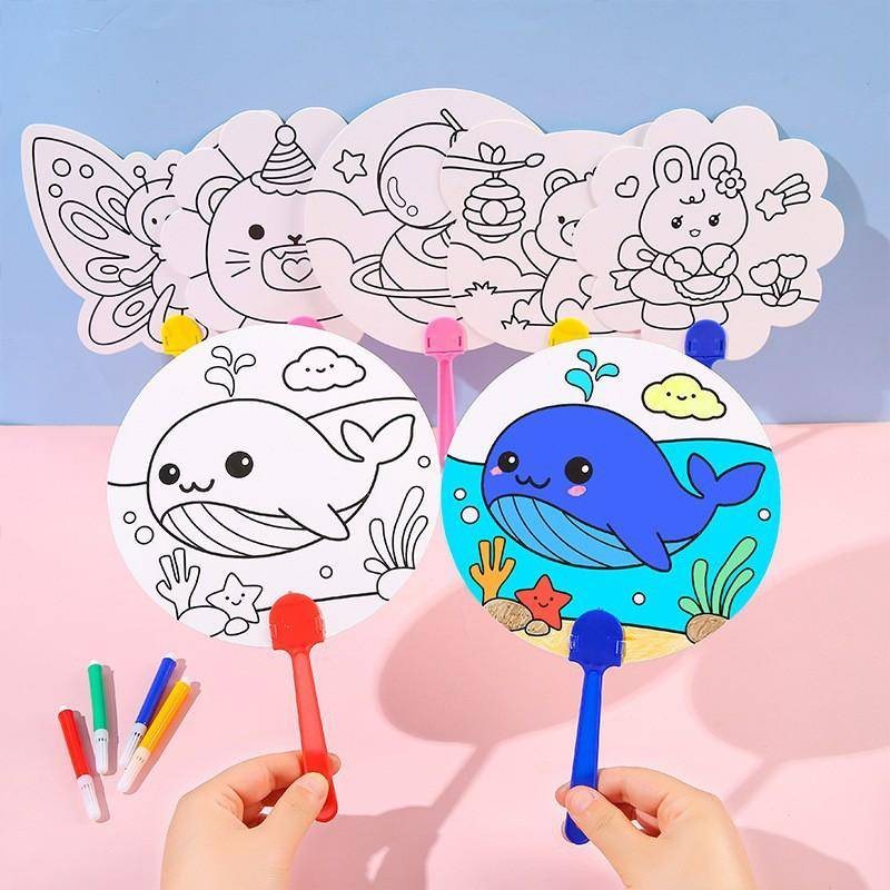 (In stock) Children's DIY Graffiti Fan Color Drawing and Coloring Hand ...