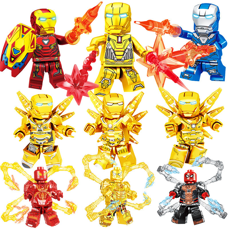 Golden Iron Man Spider-Man Mecha Compatible Lego Figures Avengers 4 ...