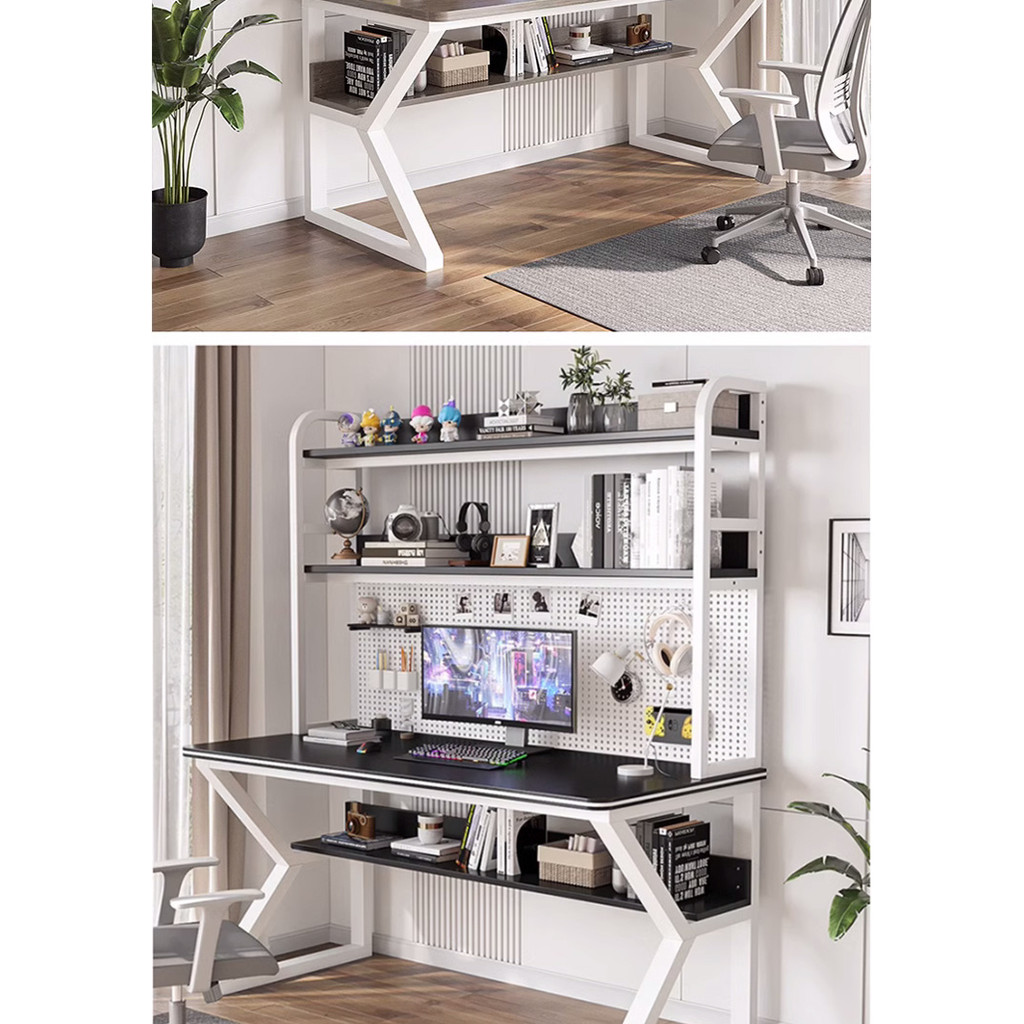 Desktop Computer Desk Home Desk with Bookshelf Integrated Combination ...